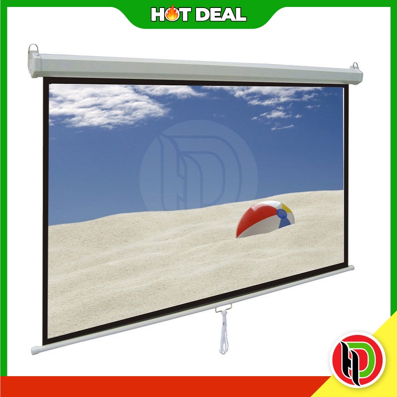 Hotdeal Meki 150"D 90"x120 ( 7.6x10 ) Manual Wall Projector Screen ...