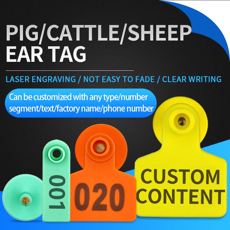 【Support customized】100Pcs Livestock Ear Tag Cattle Pig Ear Tag Plastic Ear Tags Livestock ...
