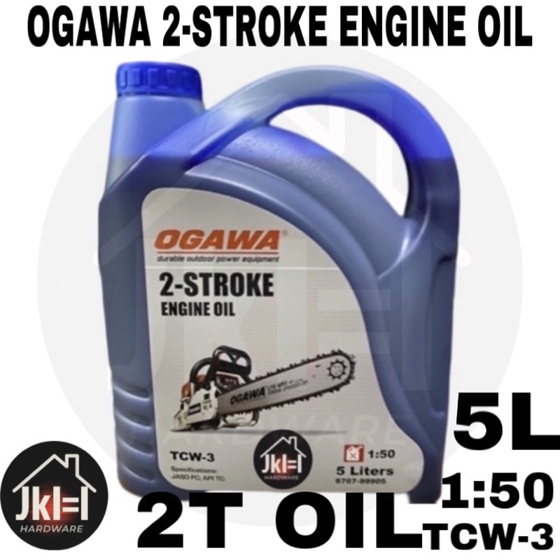 OGAWA Lubricant 2t Oil 5L TCW-3 2 Stroke 2T Oil Outboard Chain Saw Brush Cutter Sprayer Racun 1: ...