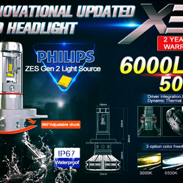 X3 50W 6000LM LED headlight kits | Shopee Malaysia