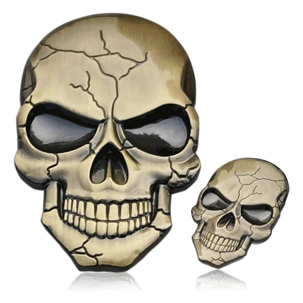 Metal Skull Decal Sticker, 3D Heavy Duty Emblem Badge for Motorcycle ...