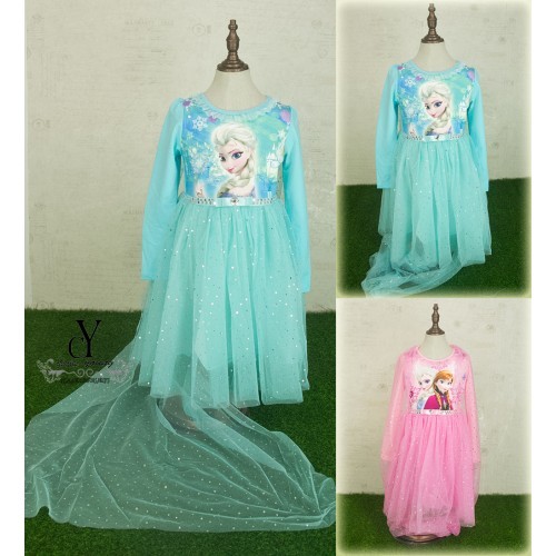 CY 885 DISNEY MUSLIMAH MUSLIM PRINCESS DRESS FROZEN ANNA ELSA | Shopee ...