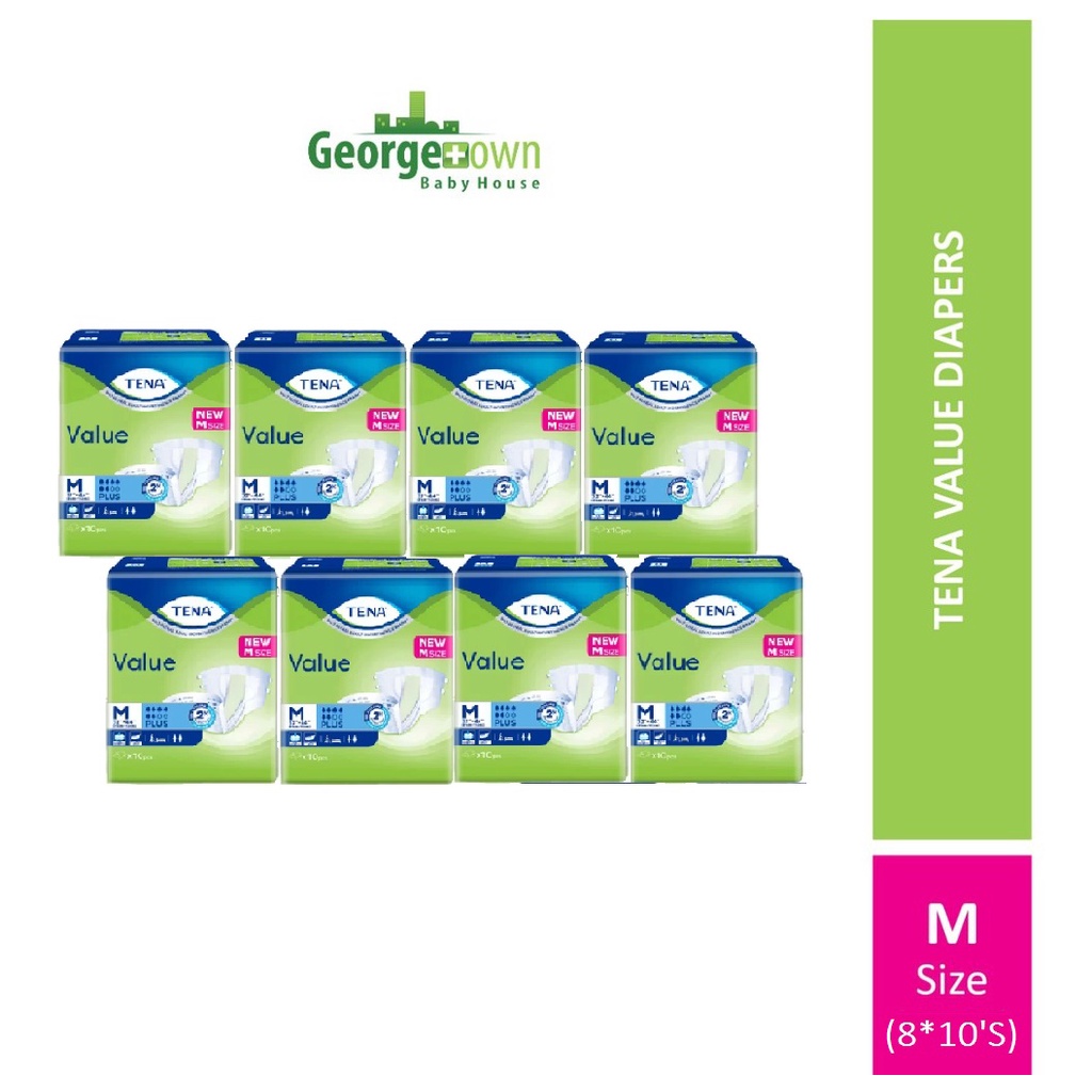TENA Tena Value Diaper / TENA Slip Super Adult Diapers M10 x 8 packs / L8 x 8 packs / XL8 x ...
