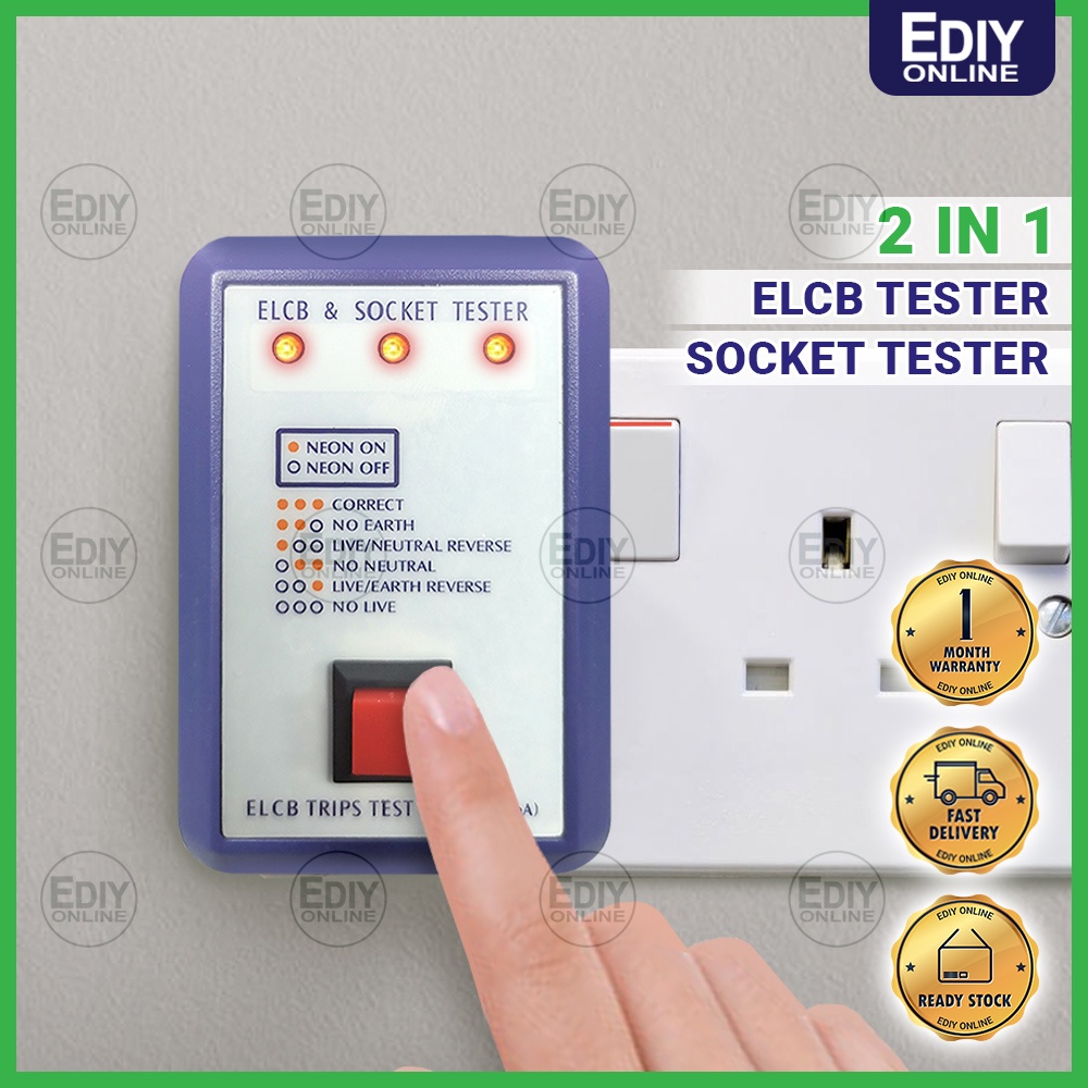 ELCB TRIPS & SOCKET TESTER TEST POWER SUPPLY SAFETY SM-ES1630 13 AMP ...