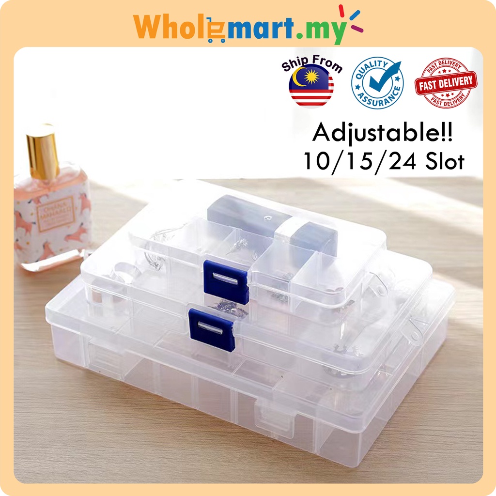 10/15/24 Grids Jewelry Storage Box Adjustable Plastic Case Storage Box ...