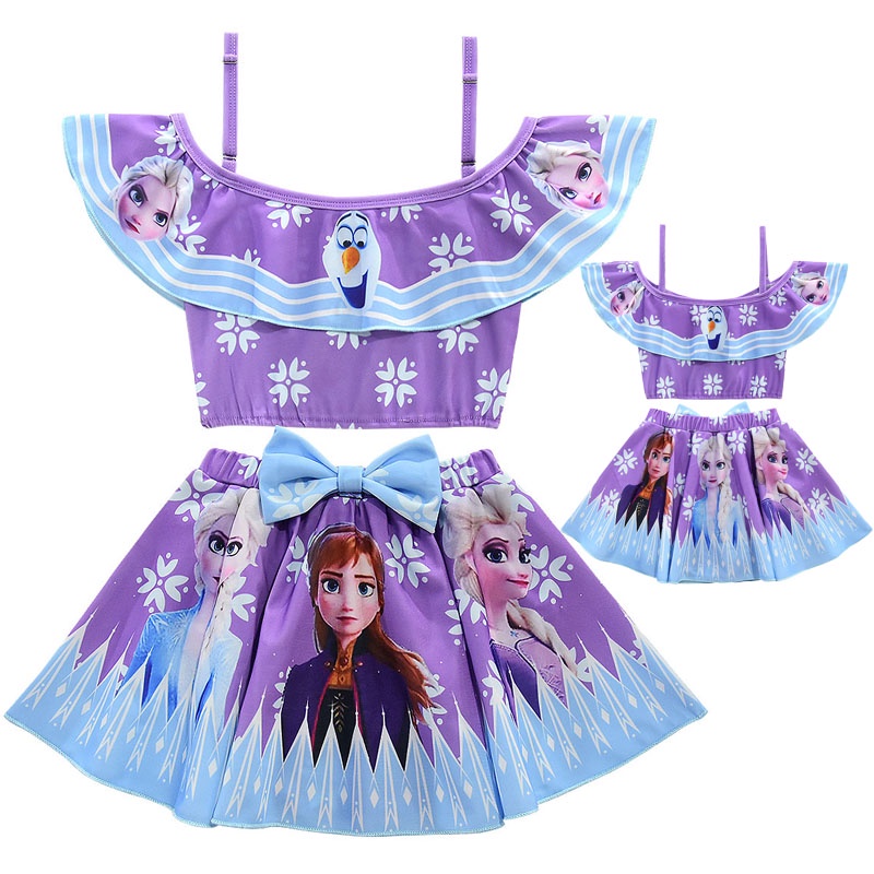 Disney Frozen Elsa Summer Girls Ruffle Swimsuit Kids Two Pieces ...