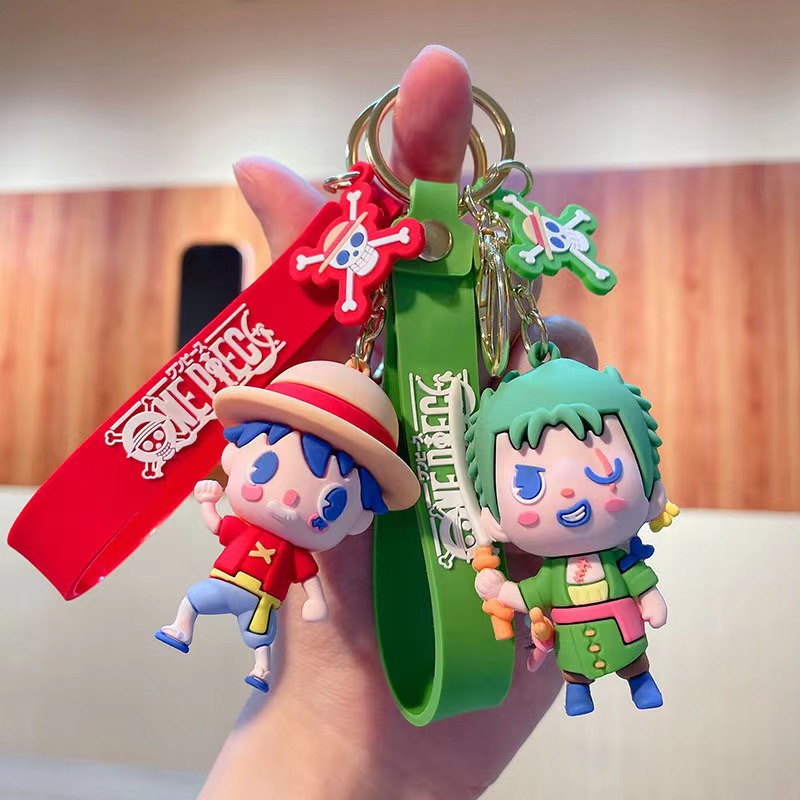 New Cartoon One Piece Doll Keychain Luffy Zoro Sanji Cute Doll Backpack ...