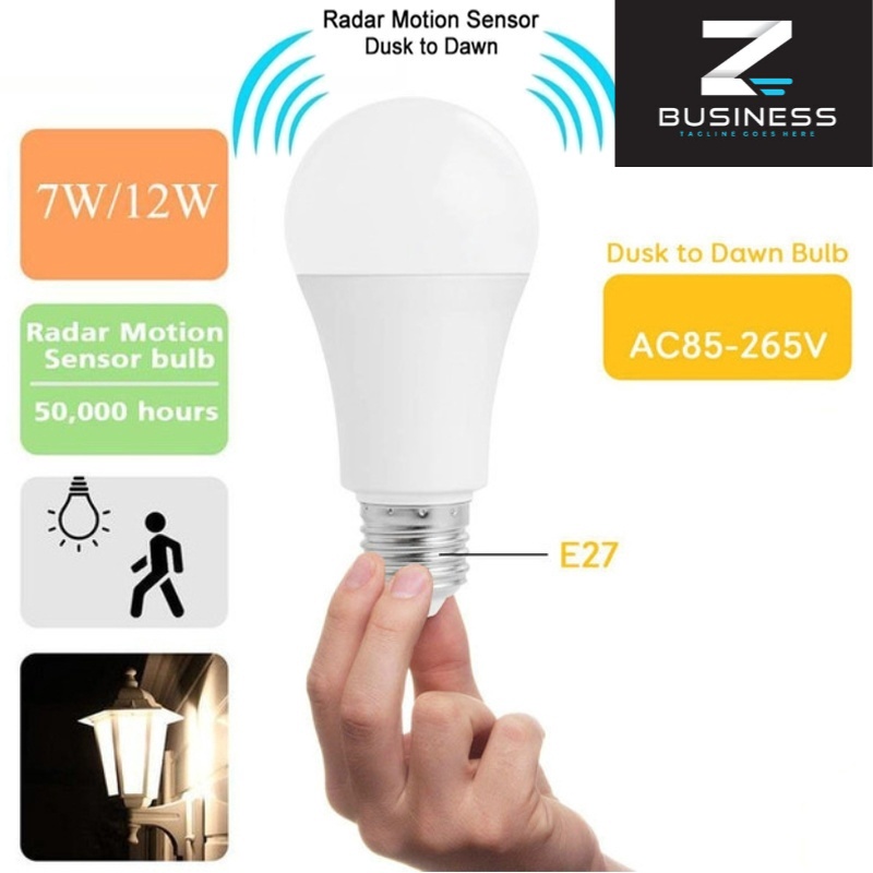 ZS Motion Sensor Light Bulb Smart Bulb E27 Radar LED Night Lights Base ...