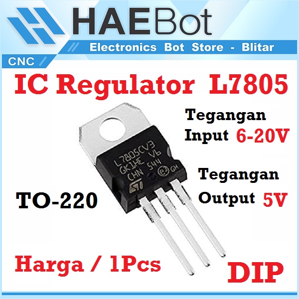 [HAEBOT] IC Voltage Regulator 5V L7805 LM7805 7805 DIP Arduino Electronics TO 220 Circuit ...