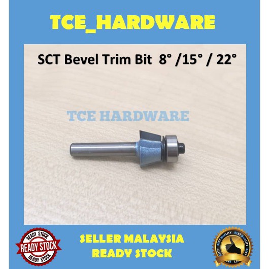 SCT 15 Deg Bit Bevel Trim Router Bit Single Bearing 8° (8 Degree) , 15 ...