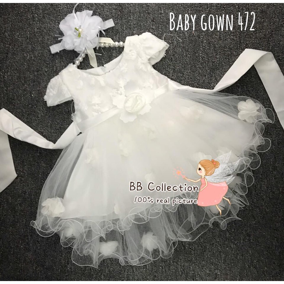 Baby Newborn Princess Sleeveless Gown Lace Dress Kids with Headband 472 ...