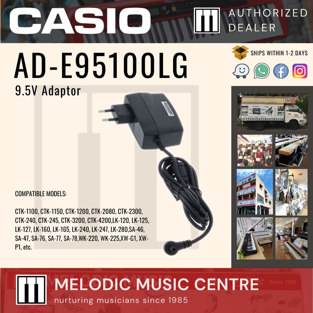 Casio AD-E95100LG 9.5V AC Adaptor Power Supply for Casio Keyboard for ...