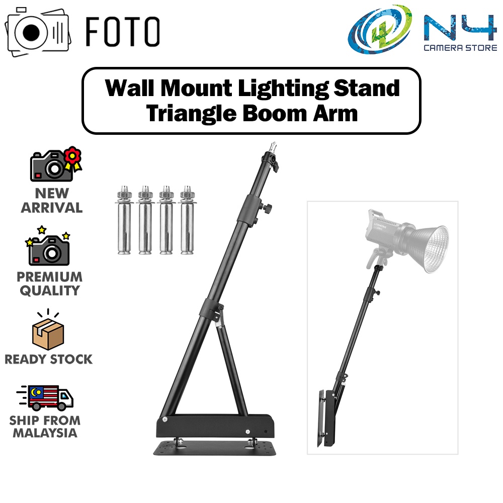 FOTO Wall Mount Lighting Stand Triangle Boom Arm for Photography Light ...