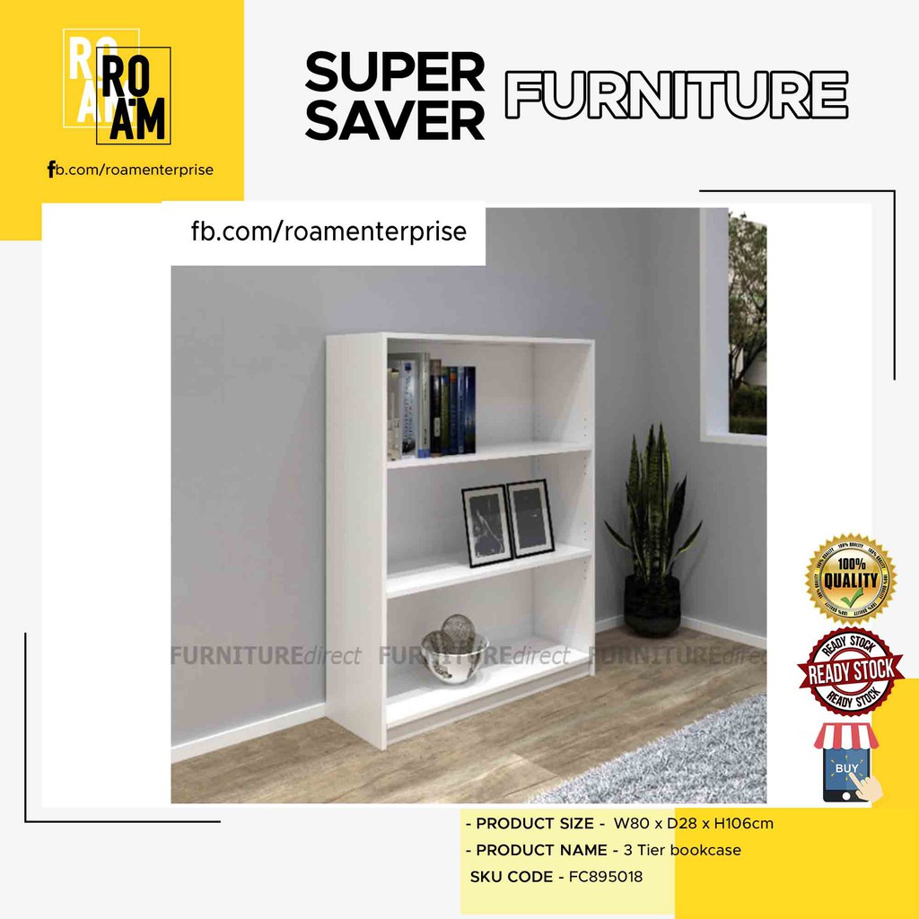 BILLY 3 Tier Bookcase White color Book Shelf buku rack ikea buku ...