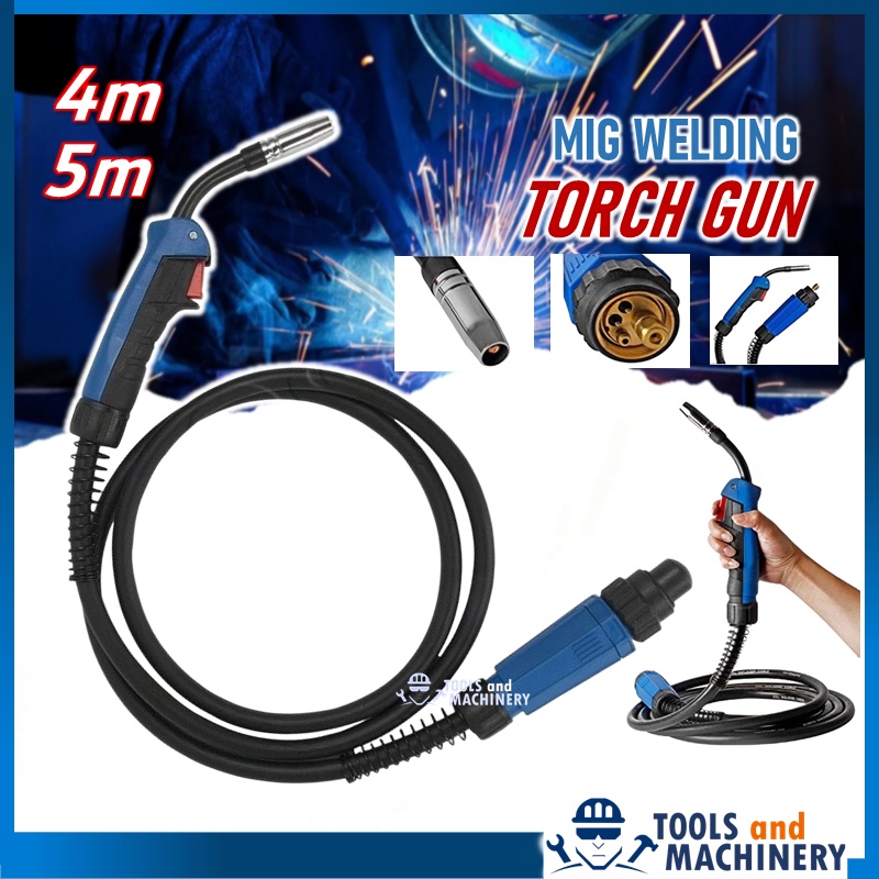 MB15 4M OR 5M Lead Length Mig Tool Welding Gun Mig Welder Torch Stinger ...