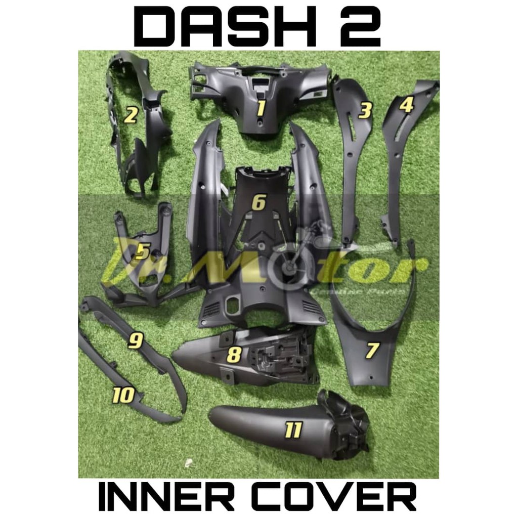 HONDA DASH 110 V2 DASH110 V2 Cover Inner Set KAVER HITAM CAVER Coverset cover meter centre rear ...