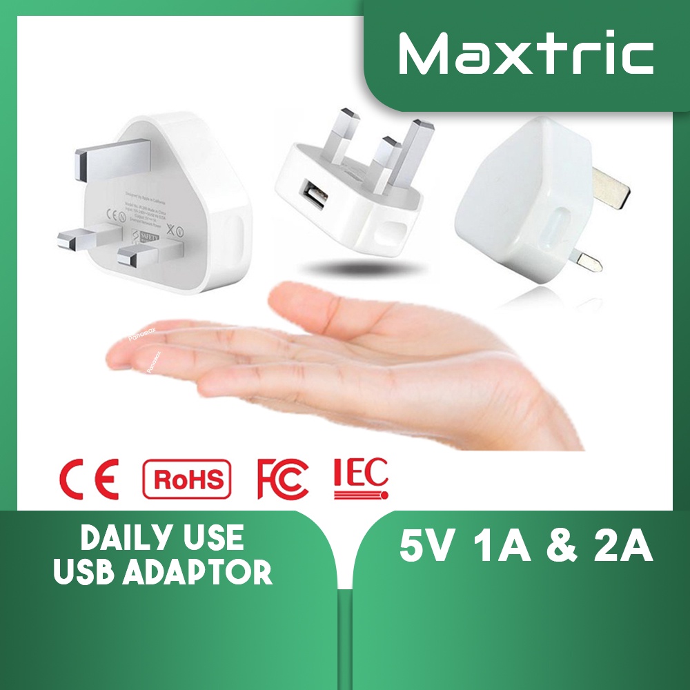 Malaysia / UK Plug - 5V 1A / 2A / 3A USB POWER ADAPTER FOR CCTV / DAILY USE Type C USB Adaptor ...
