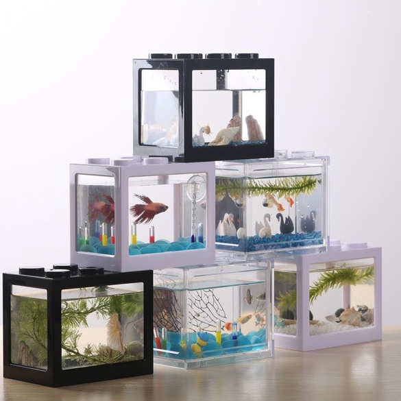 Battle Fish Tank Betta Fish Tank Mini Lego Aquarium Fighting Fish Block ...