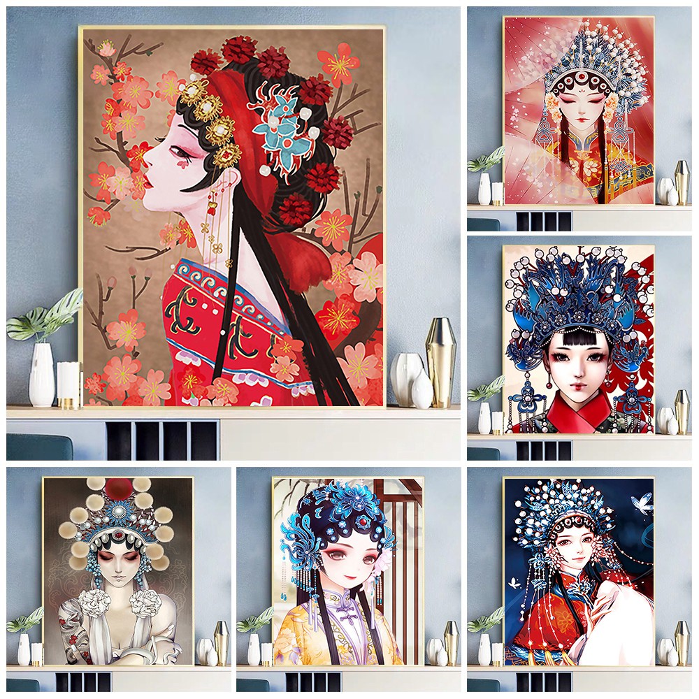 DROFE Quintessence Of Chinese Drama Paint By Numbers Wall Art On Canvas ...