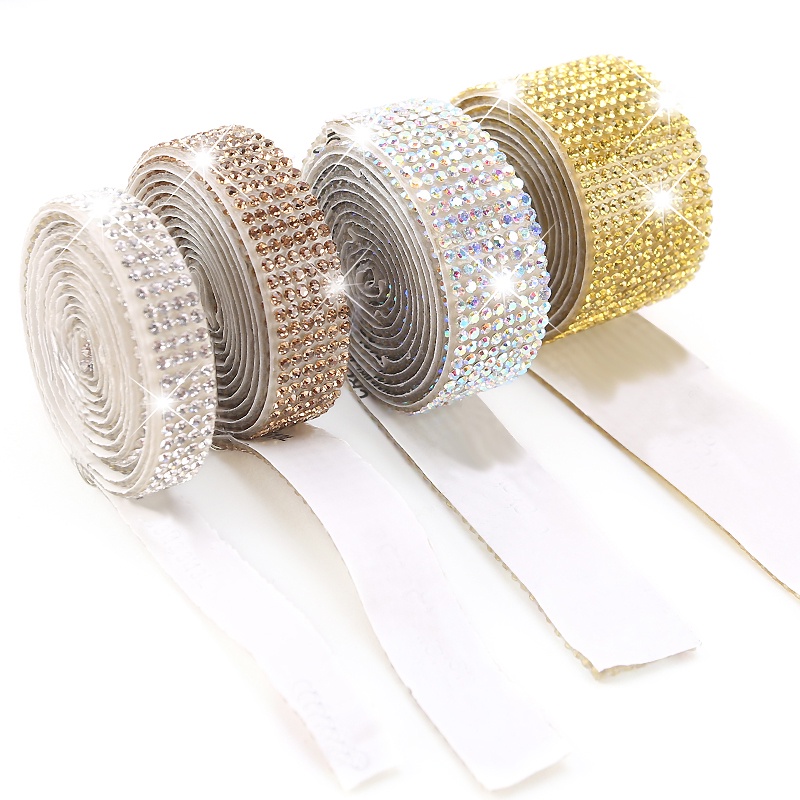 Self-adhesive Rhinestones Trim Glitter Crystal Ribbon Strass Tape Chain ...