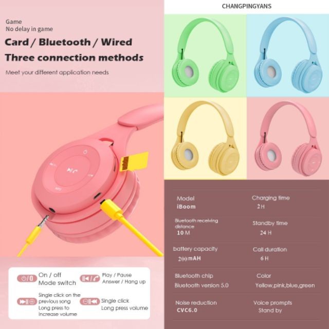 Colourful Y08 Wireless 5.0 Stereo Headphone Bluetooth Headphone ...