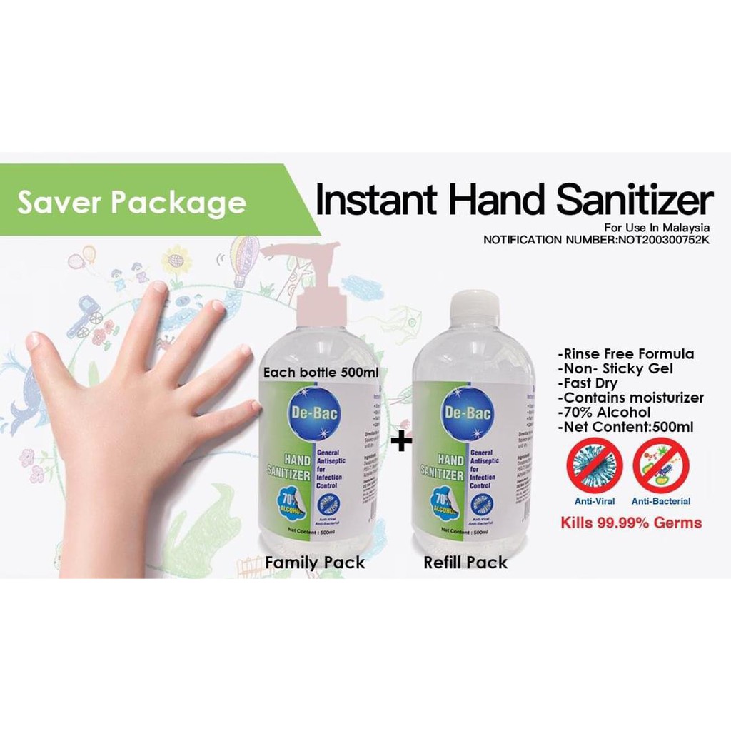 [DOSSVETT] DE-BAC LAB TESTED INSTANT HAND SANITIZER | Shopee Malaysia