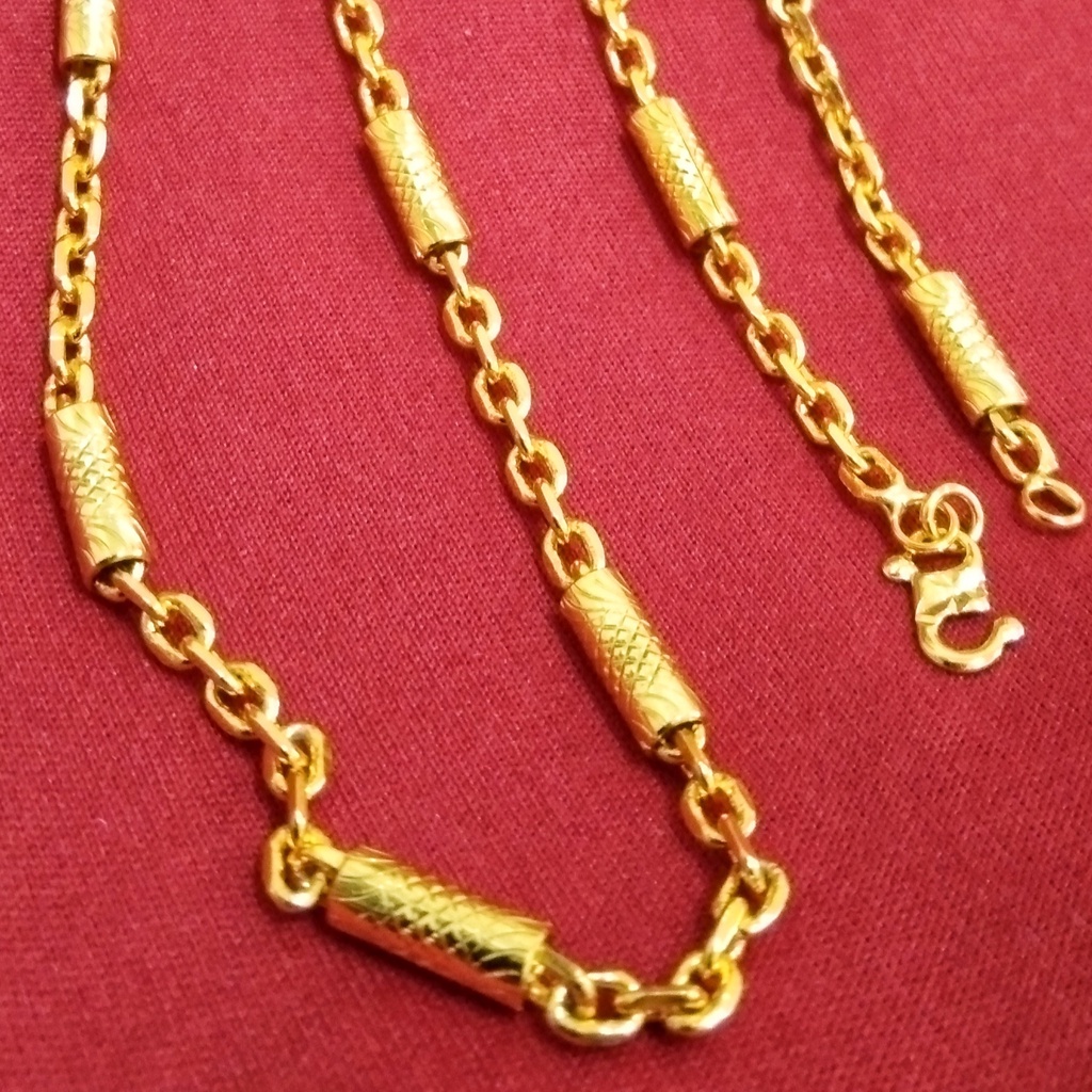 70cm Bamboo Anchor Chain Link 24K Gold Plated Unisex Necklace | Shopee ...