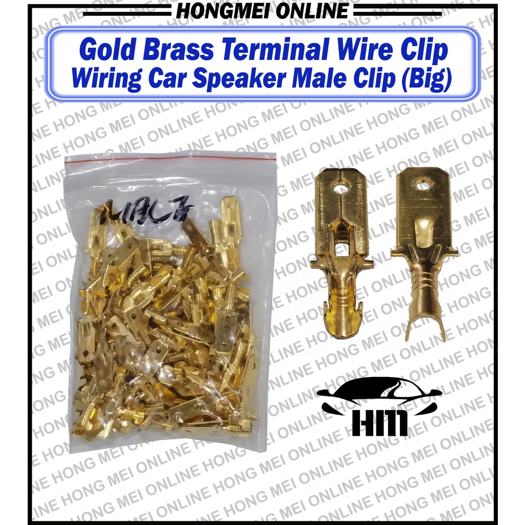 GOLD BRASS TERMINAL WIRE CLIP WIRING CAR SPEAKER MALE CLIP (BIG ...