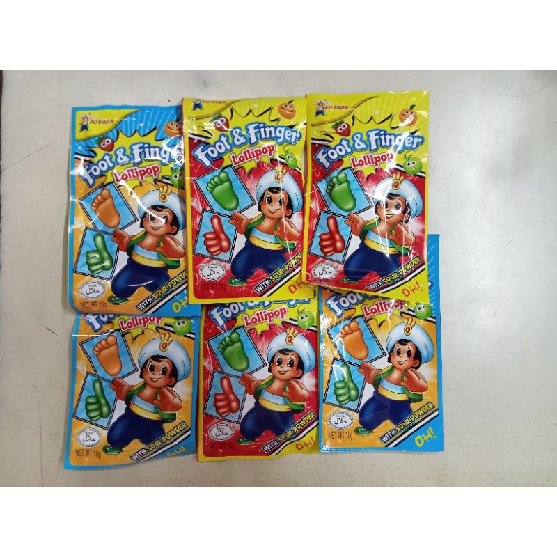 MALAYSIA Childhood Memory Alibaba Foot & Finger Lollipop + Sour Powder (6 pcs 1 set) | Shopee ...