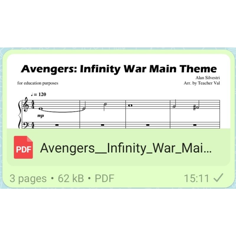 Piano Sheet Music AVENGERS INFINITY WAR MAIN THEME | Piano Solo Grade 1 Late Beginner | Shopee ...