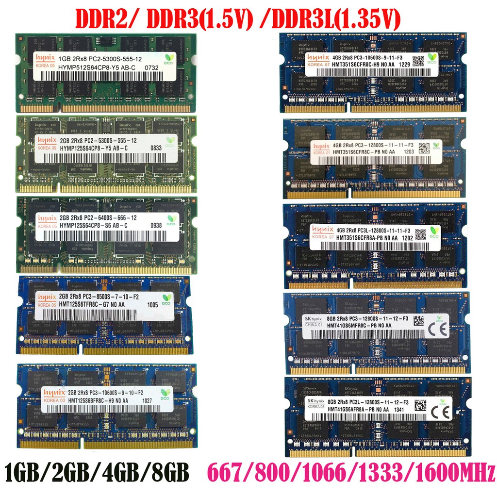 1GB/2GB/4GB/ PC2 PC3 5300S 6400S 8500S 10600S 12800S DDR2 DDR3 DDR3L 667MHz/800MHz/1333MHz ...
