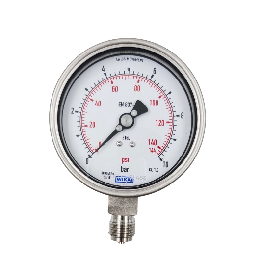[100% Original] WIKA Fully Stainless Steel Pressure Gauges: 232.50.100_1/2" BSP (Bottom ...