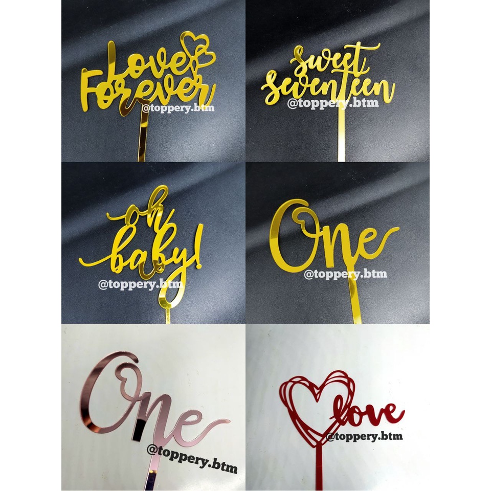 Cake TOPPER ACRYLIC HELLO 21, LOVE FOREVER, ONE, SWEET SEVENTEEN, OH ...