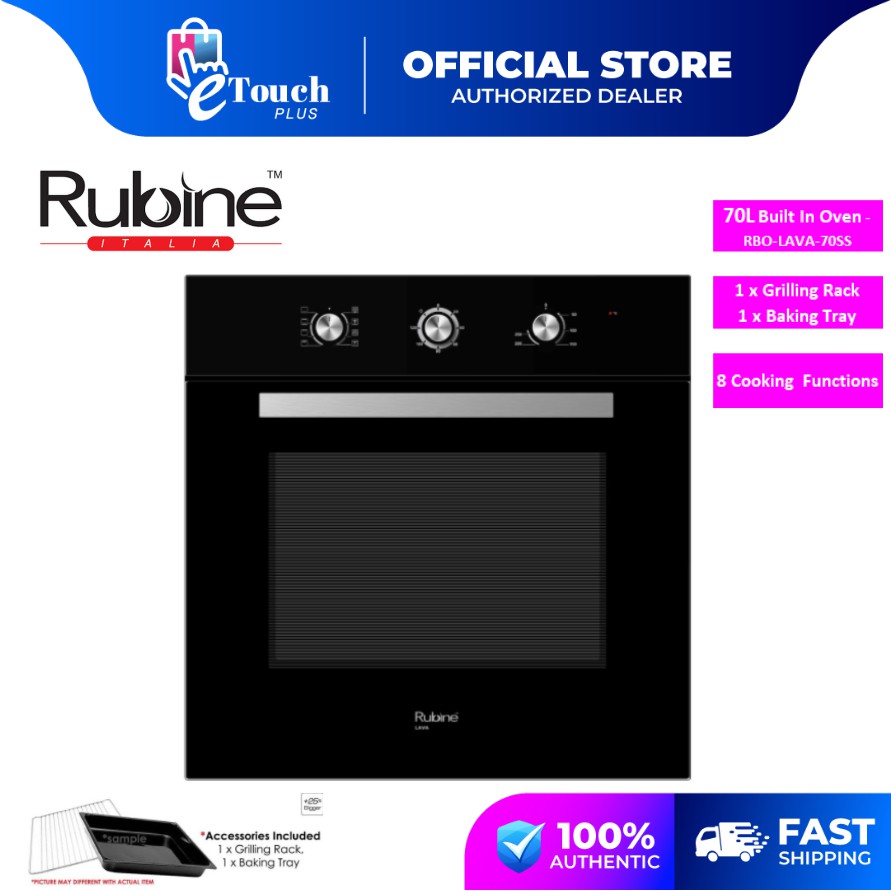 Rubine 8 Function Built In Oven (70 L) RBO-LAVA-70SS / Rubine 7 Function Built In Oven (60 L ...