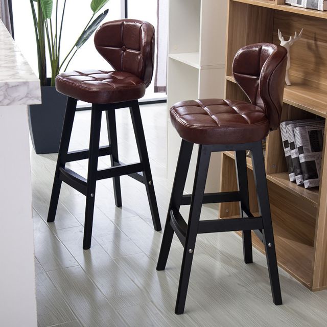 Solid Wood Bar Chair/ High Stool/ Backrest Bar Stool/ Retro Bar Chair ...