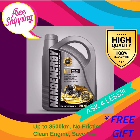 NanoEnergy Semi Synthetic Oil 10W-40 (4 Liters) Engine Oil/ Minyak ...