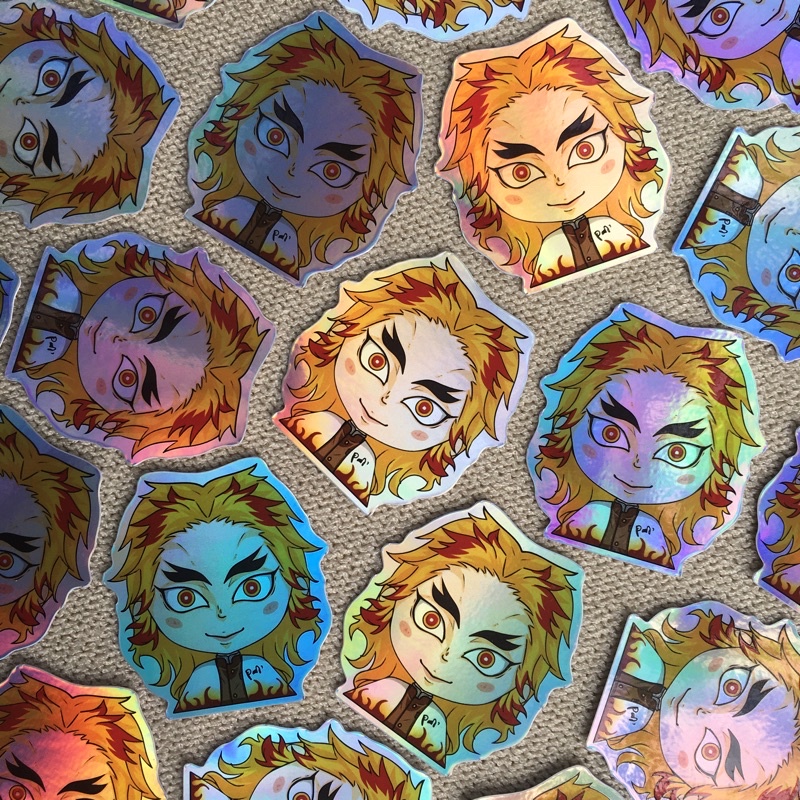 Rengoku kyojuro Cute Sticker anime kimetsu no yaiba hologram Material ...