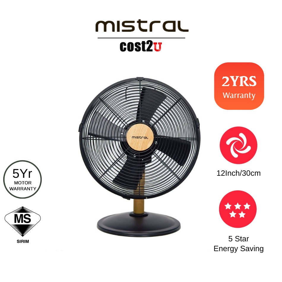 Mistral 12'' Table Fan with AC Motor & 3 Speed Rotary Switch | MTF1215M ...