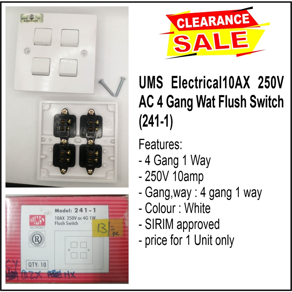 UMS 4 Gang FLUSH SWITCH | Shopee Malaysia