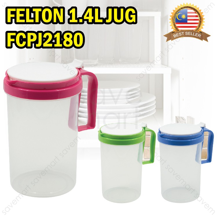 FELTON Plastic Water Jug 1.4L FCPJ2180 Kitchen Serving Drink Container ...
