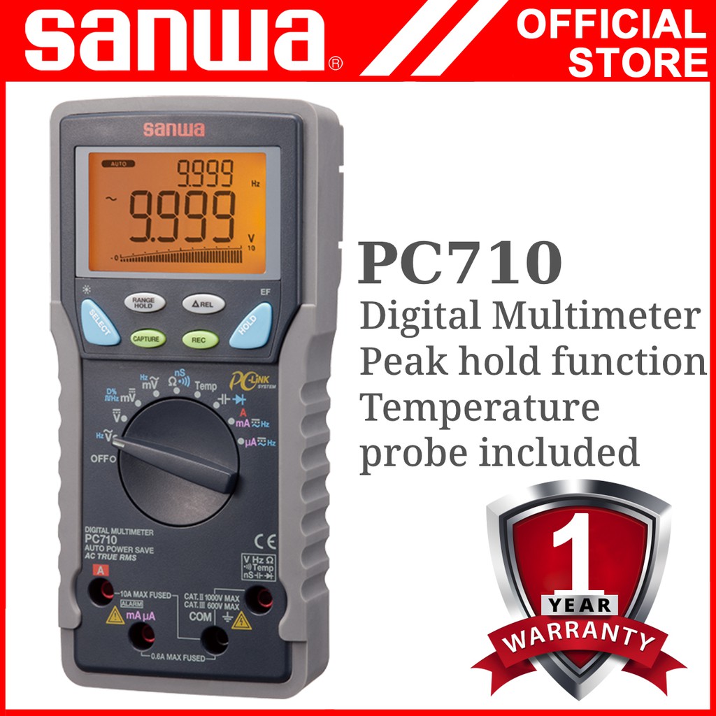 Sanwa PC710 Digital Multimeters True RMS, Dual display, Peak Hold ...