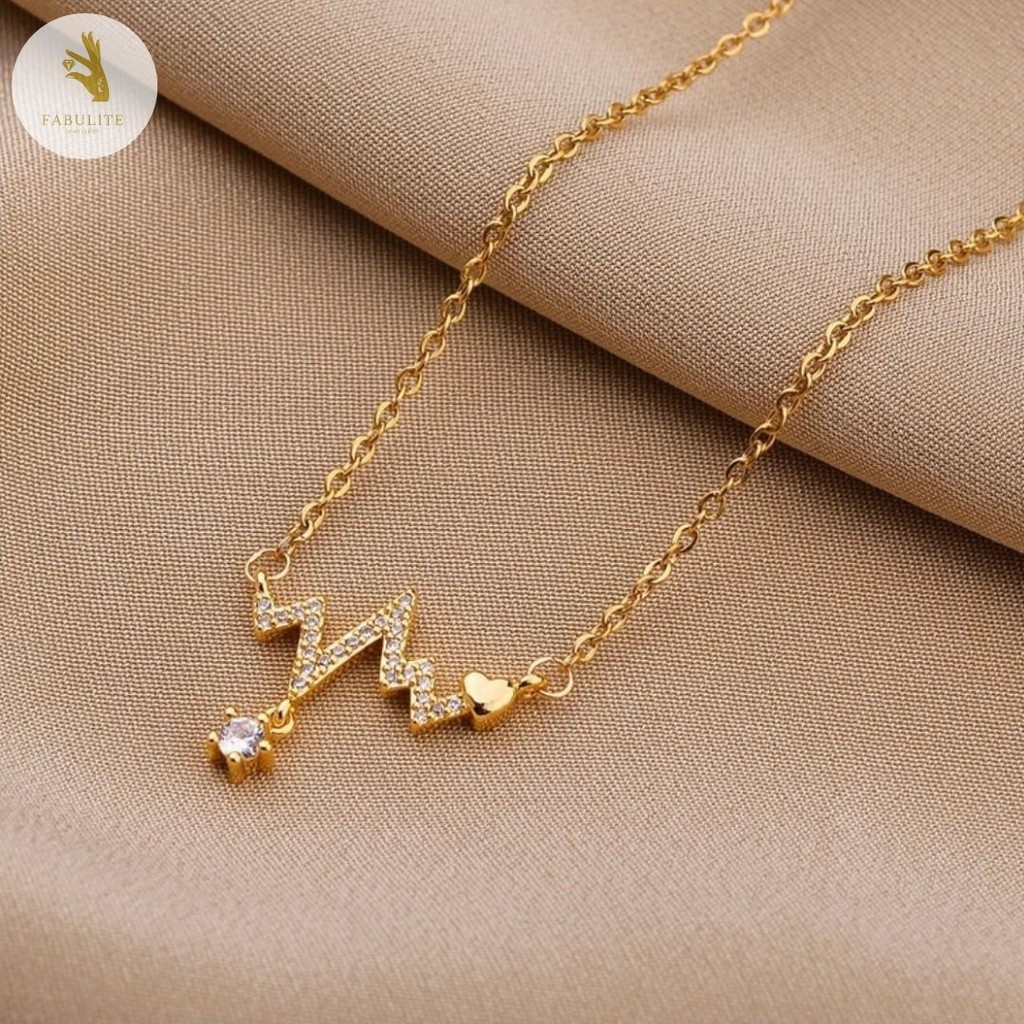 Fabulite Heartbeat Gold Necklace | Shopee Malaysia