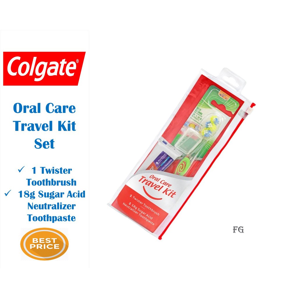 Colgate Oral Care Travel Kit Set (1 Twister Toothbrush + 18g Sugar Acid ...