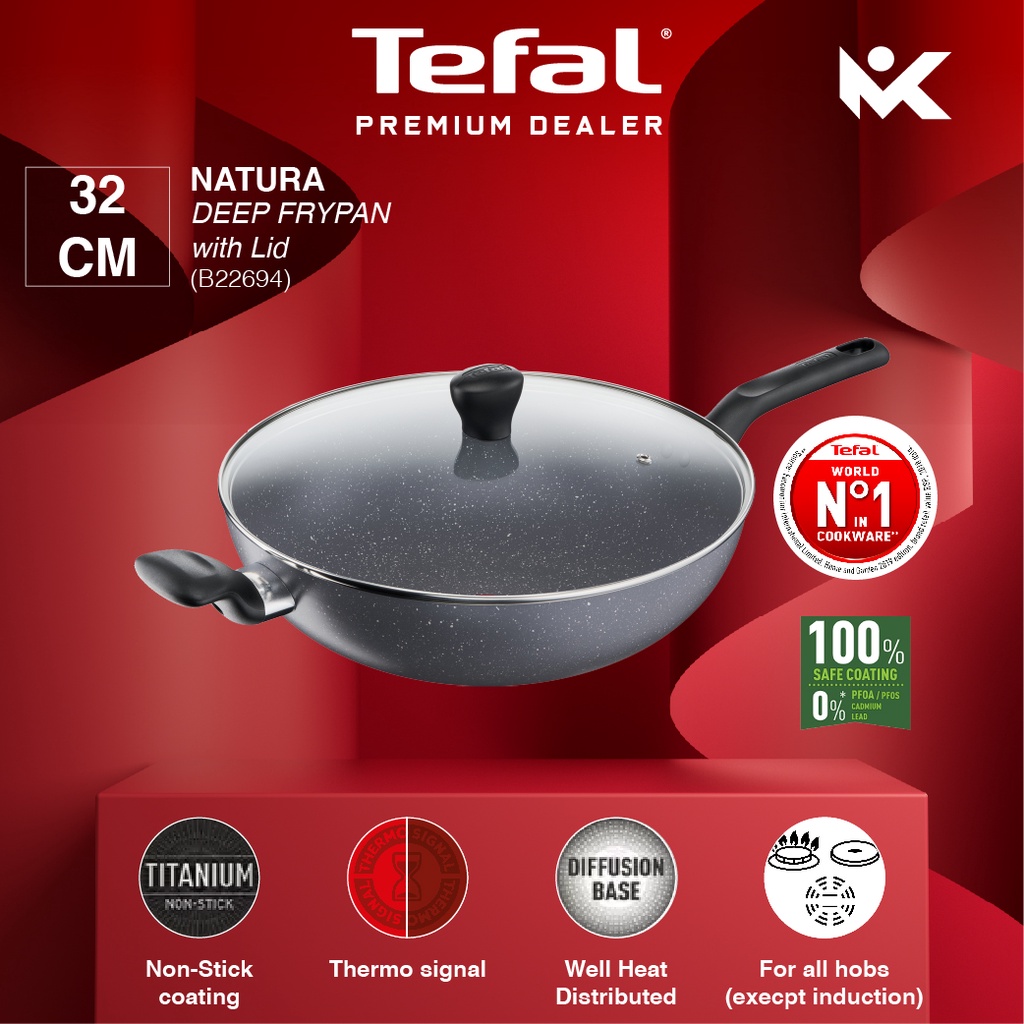 Tefal Natura Wokpan with Lid (32cm) (B22694 ) | Shopee Malaysia