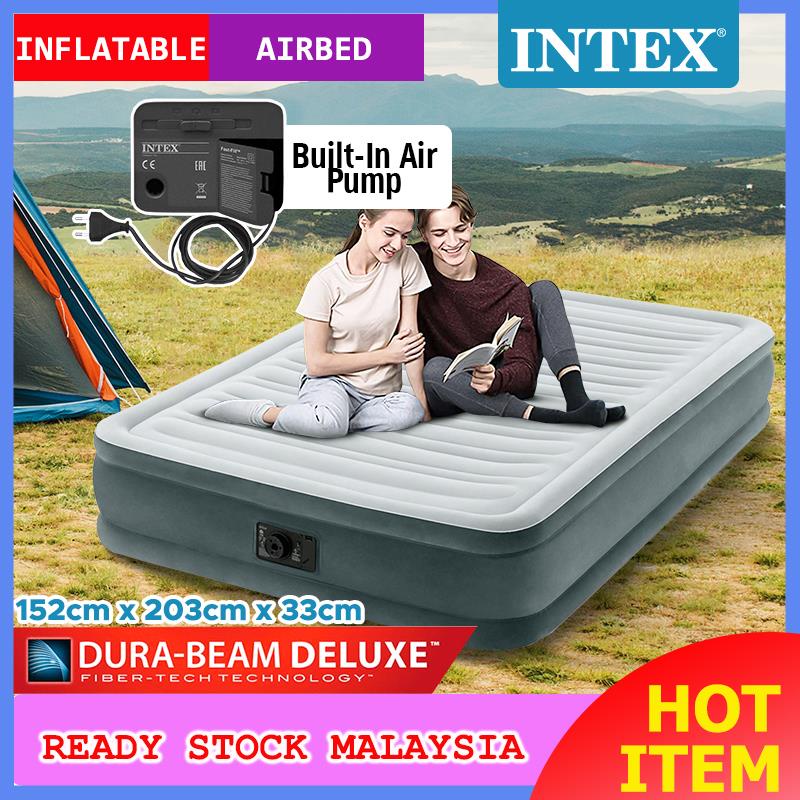 INTEX 67770 1.52M DURA-BEAM Deluxe Fiber-Tech Inflatable Air Bed Air ...