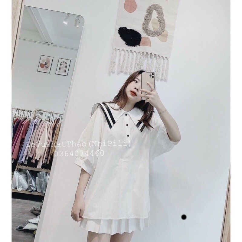 Somi Women's White Sailor Shirt Loose Sleeve F012 | Shopee Malaysia