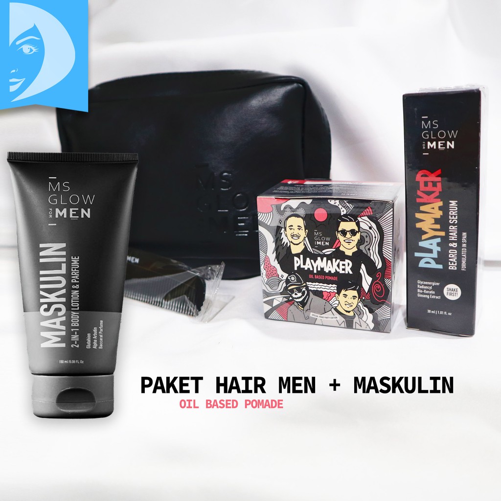 Ms Glow Men Playmaker Paket Hair Beard and Hair Serum / Pomade Ms Glow ...