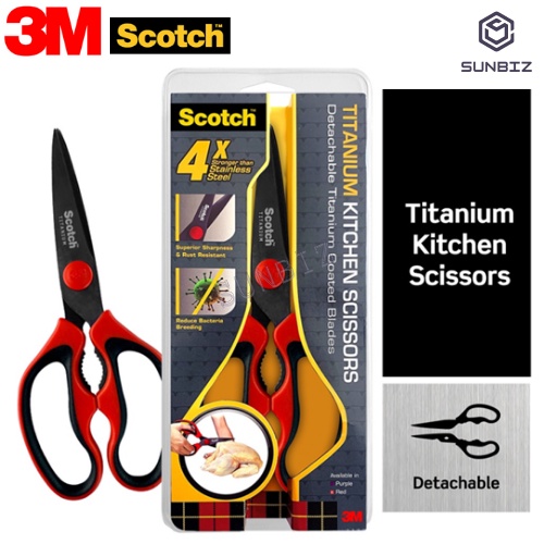3M Scotch KS-DTR Red/KS-DT Purple Titanium Kitchen Scissors Detachable ...