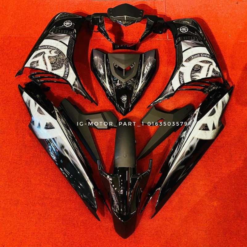 COVER SET LC 135 v2/V4/V5/V6/V7 BATIK SMOKE HITAM ORIGINAL ABS | Shopee ...