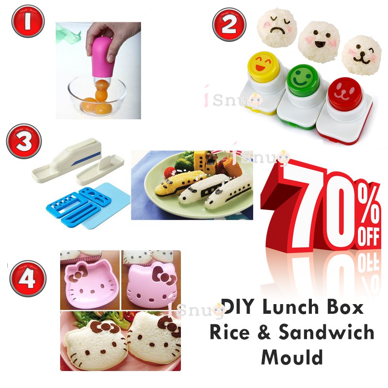 Sandwich Rice Bento Mould For Children - Seaweed cutter, Hello Kitty ...